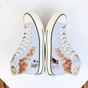 Custom Embroidered Dog on Shoes, Converse Light Blue Pet Embroidered ...