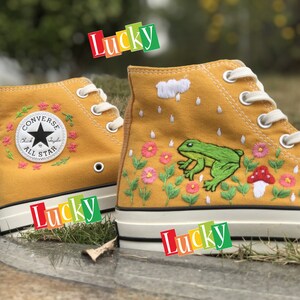Embroidered Converse/ Frog, Flower, and Mushroom Embroidered Sneakers ...
