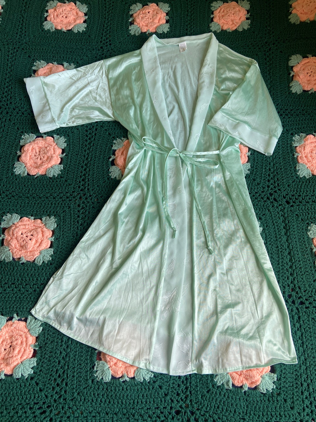 Vintage 80s Pastel Green Petra Fashions Robe Size Medium - Etsy