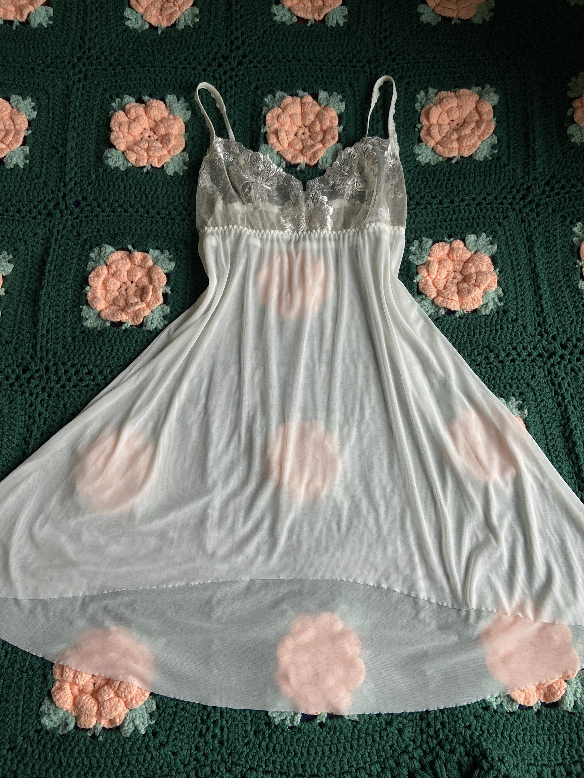 Vintage White Sheer Lace Coquette Dainty Nightgown Size Large - Etsy