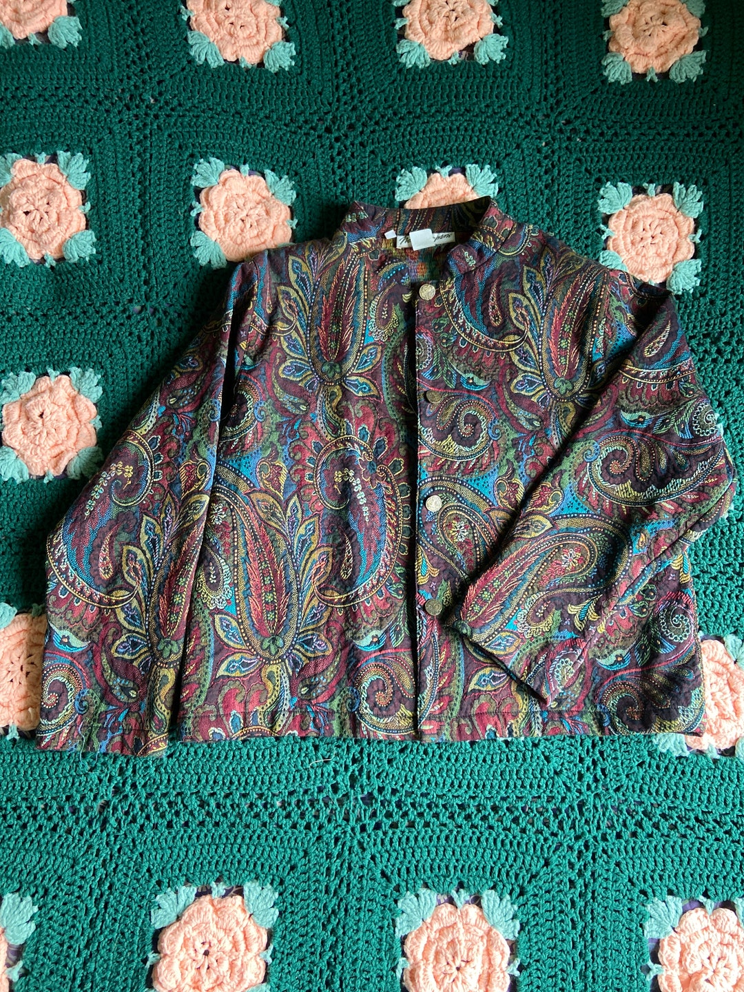 Vintage Norm Thompson Paisley Coat Size L - Etsy