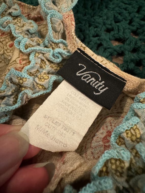 vintage paisley 90s vanity Y2K tie ruffle tank top si… - Gem