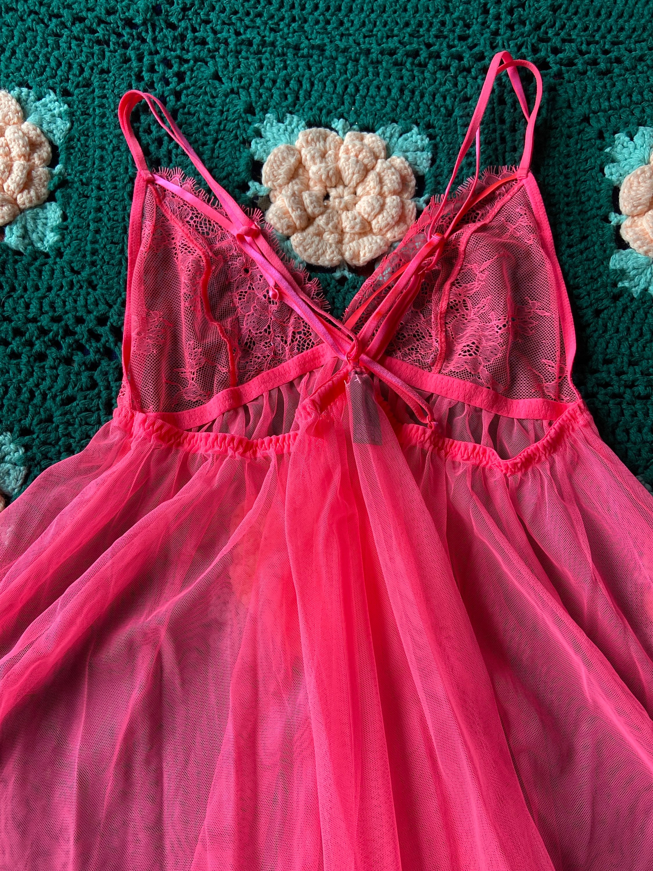 Victoria’s Secret Sheer Hot Pink Lace Babydoll Dress Size XL - Etsy