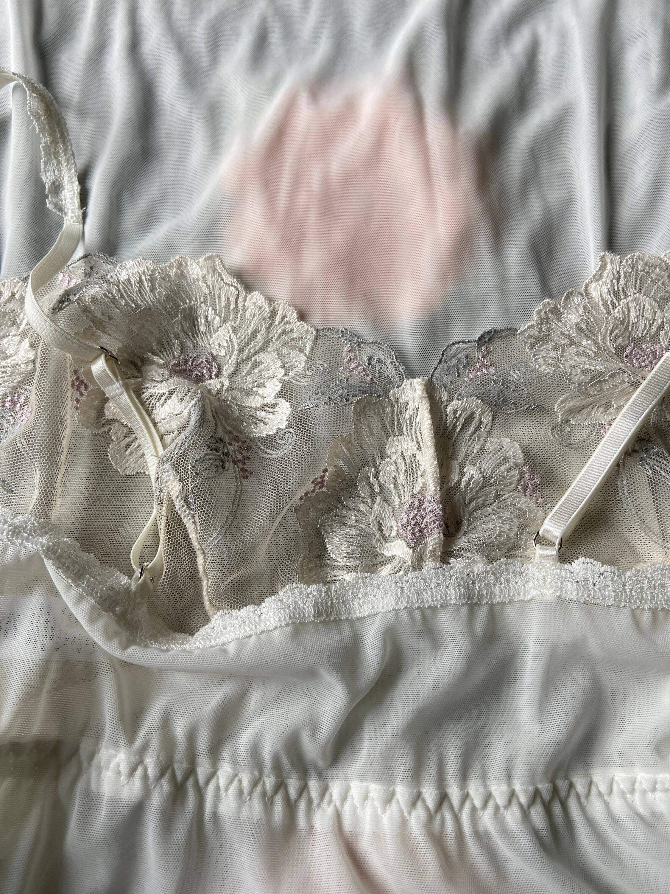 Vintage White Sheer Lace Coquette Dainty Nightgown Size Large - Etsy