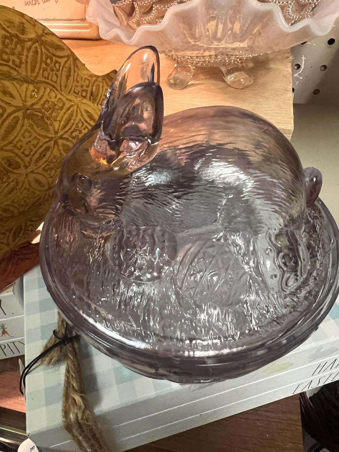 Longaberger Covered Glass Bunny Dish - Etsy