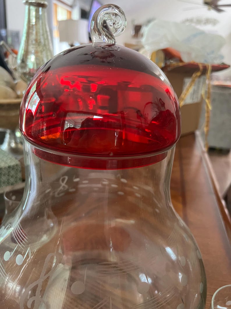 Cadmium Glass Musical Notes Lidded Jar and Cups - Etsy