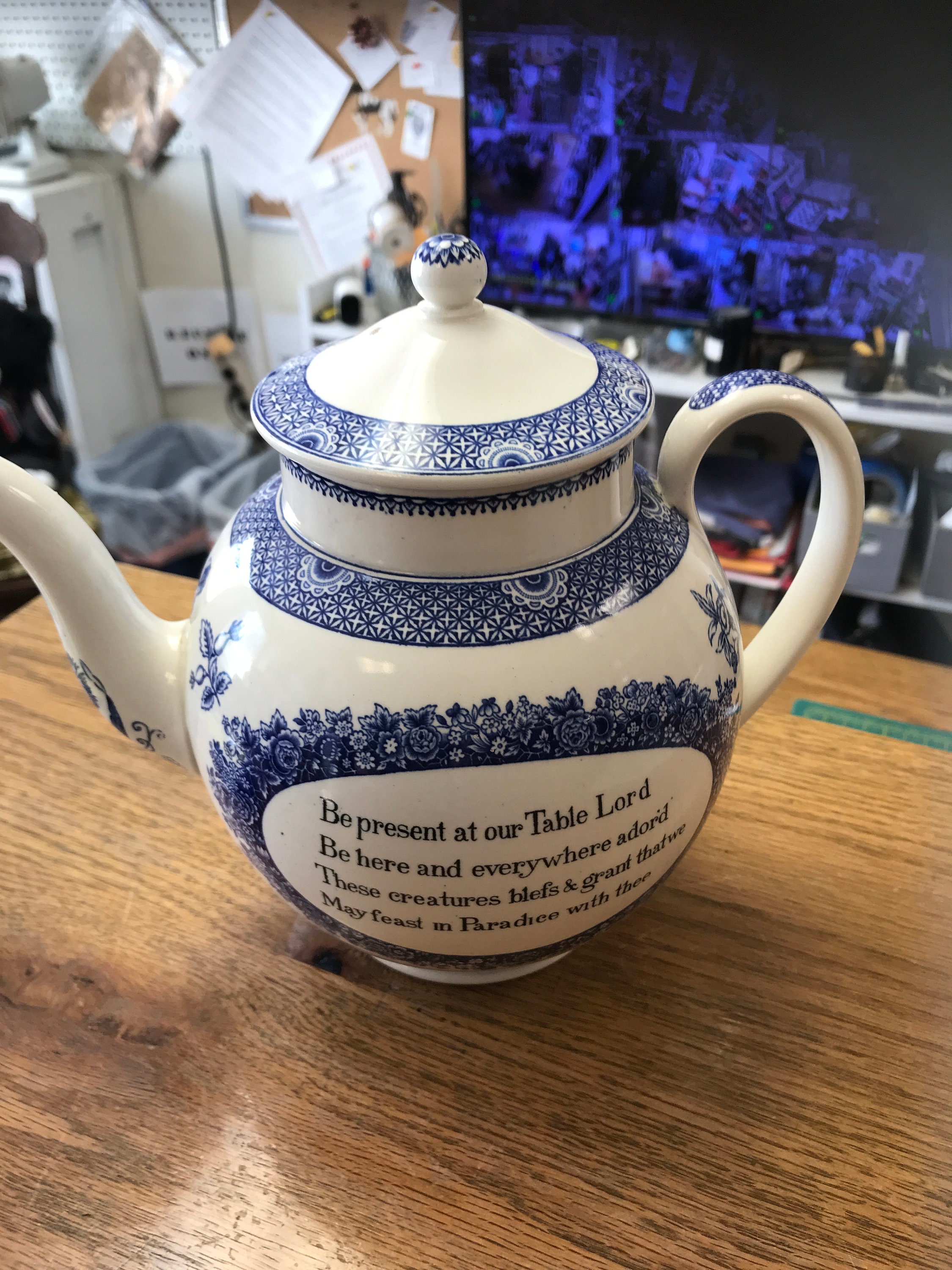 Vintage Blue Calico Replicas Prayer Teapot - Etsy