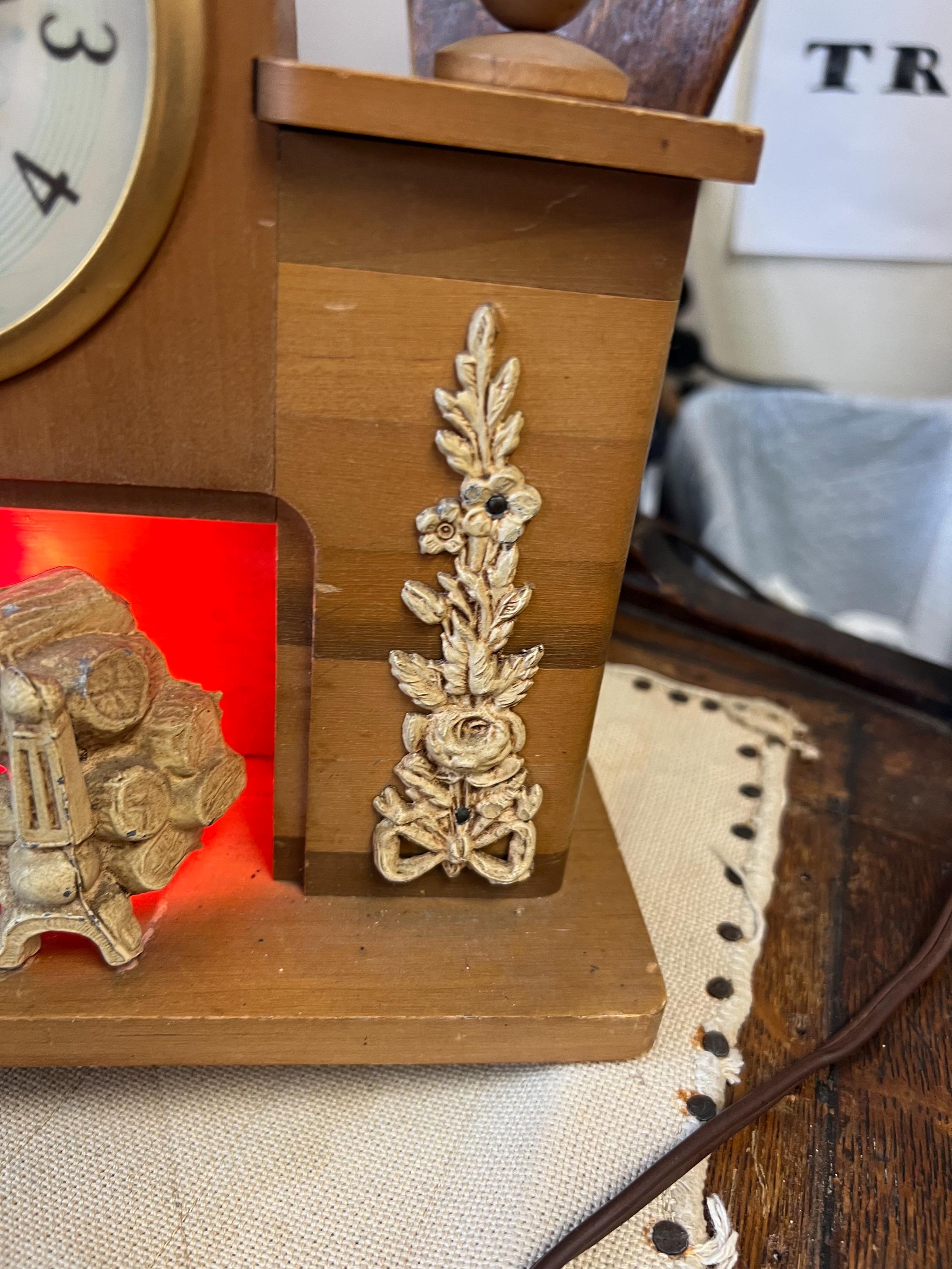 Vintage Glowing Fireplace Clock . - Etsy