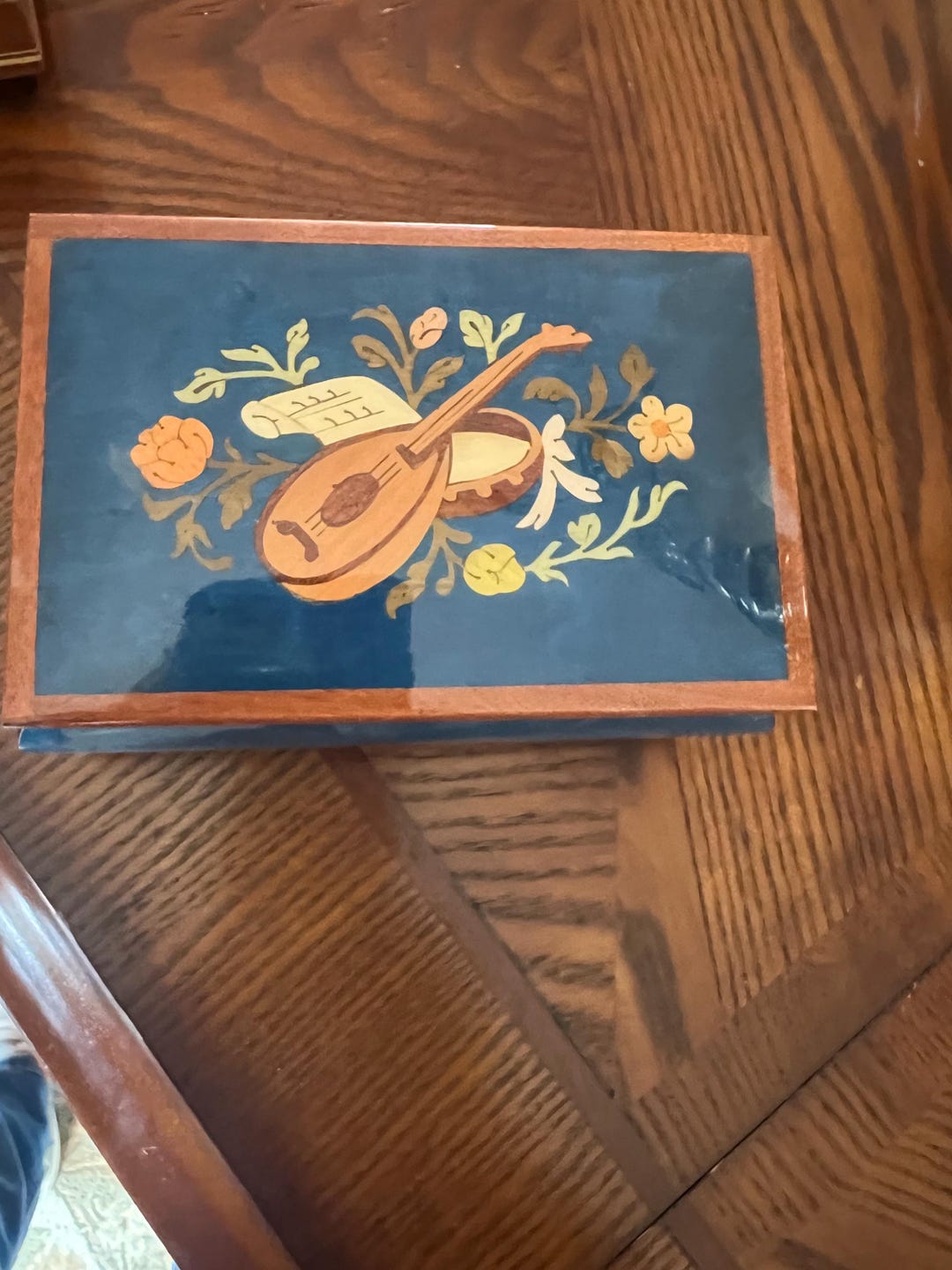 Vintage Wood Inlay Music Box - Etsy