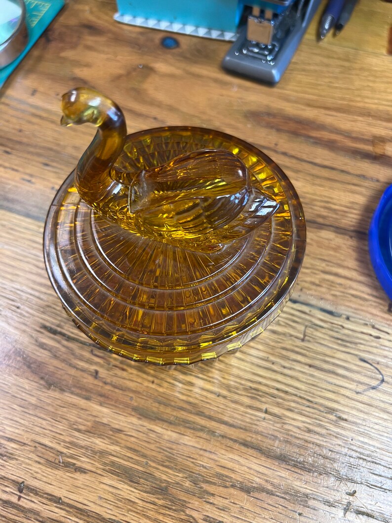 Vintage Jeanette Amberina Glass Swan Powder Dish - Etsy