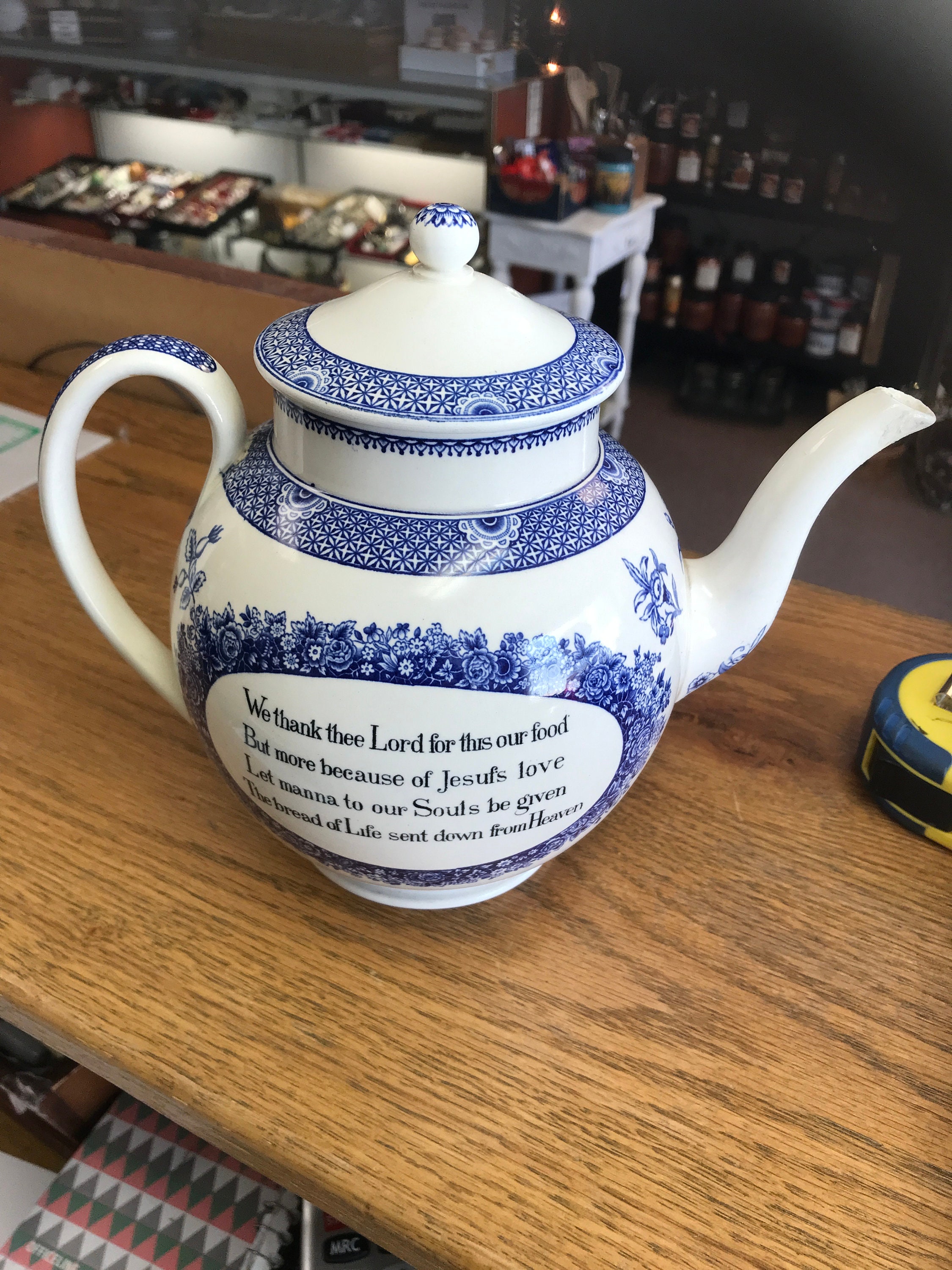 Vintage Blue Calico Replicas Prayer Teapot - Etsy