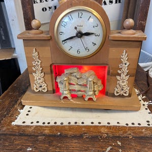 Vintage Glowing Fireplace Clock . - Etsy