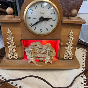 Vintage Glowing Fireplace Clock . - Etsy