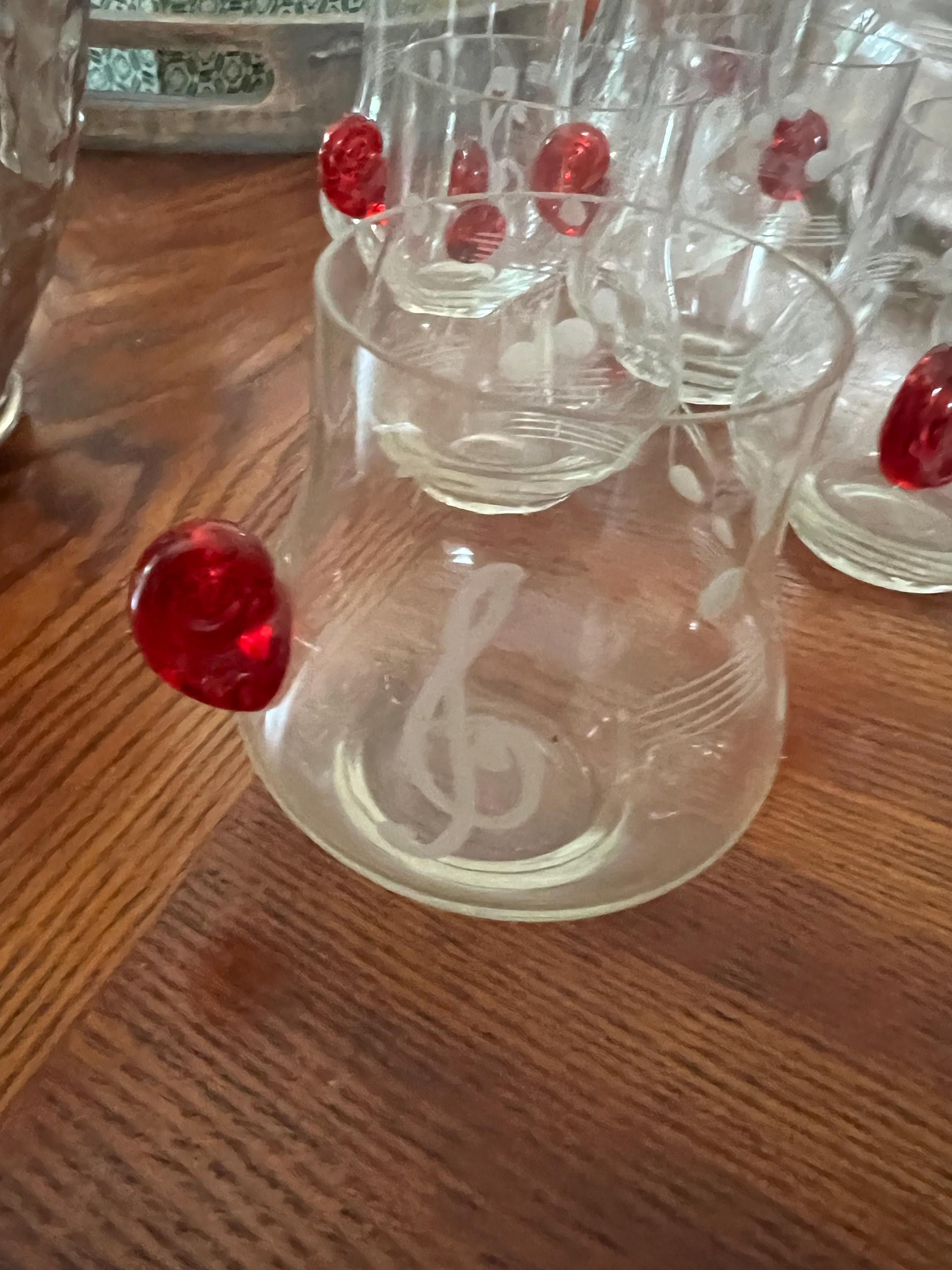 Cadmium Glass Musical Notes Lidded Jar and Cups - Etsy