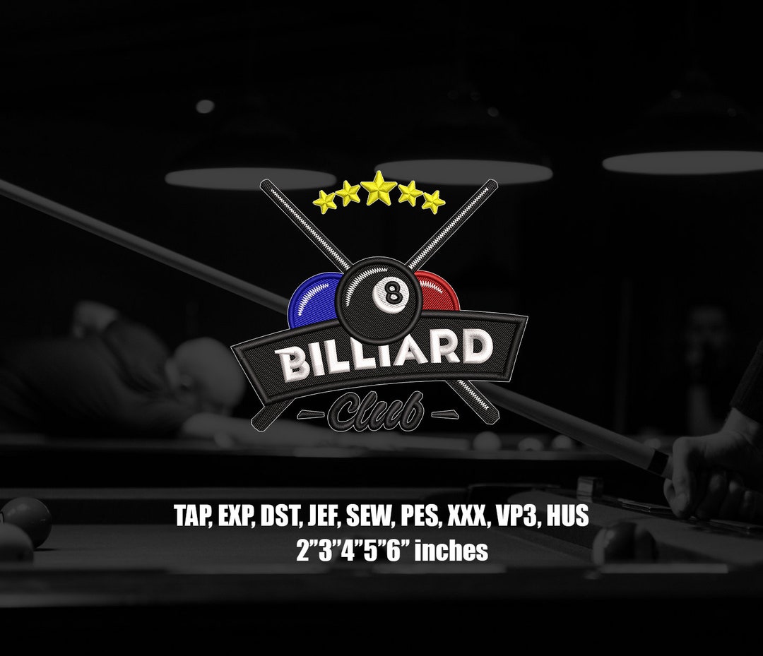 Billiard Club Inspired Digital Embroidery File Game Sport - Etsy