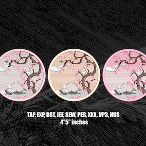 Fuji and Sakura Digital Embroidery Design - Etsy