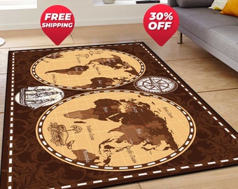 Washable World Map Rug - Etsy