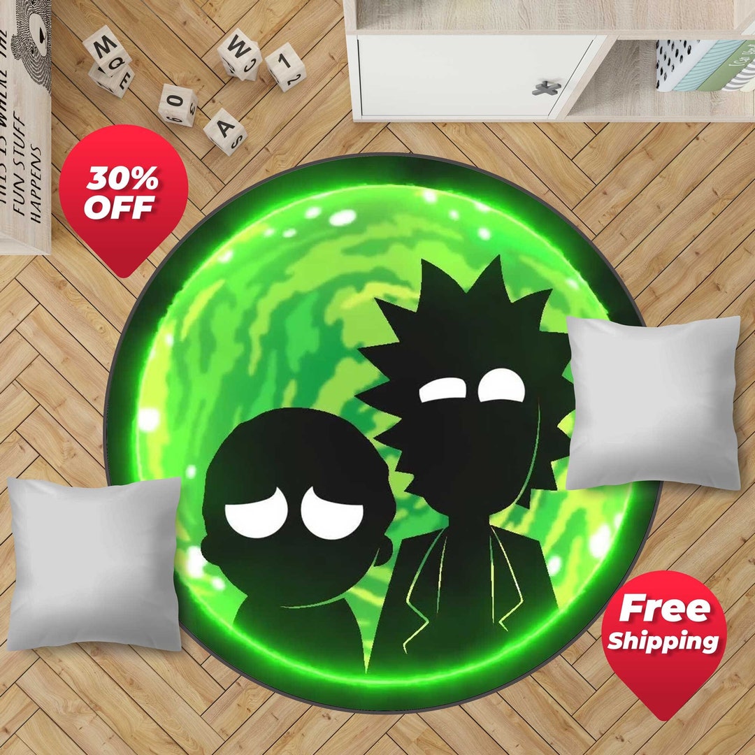 Rick and Morty Decor Rick and Morty Portal Rug Pickle Rick - Etsy