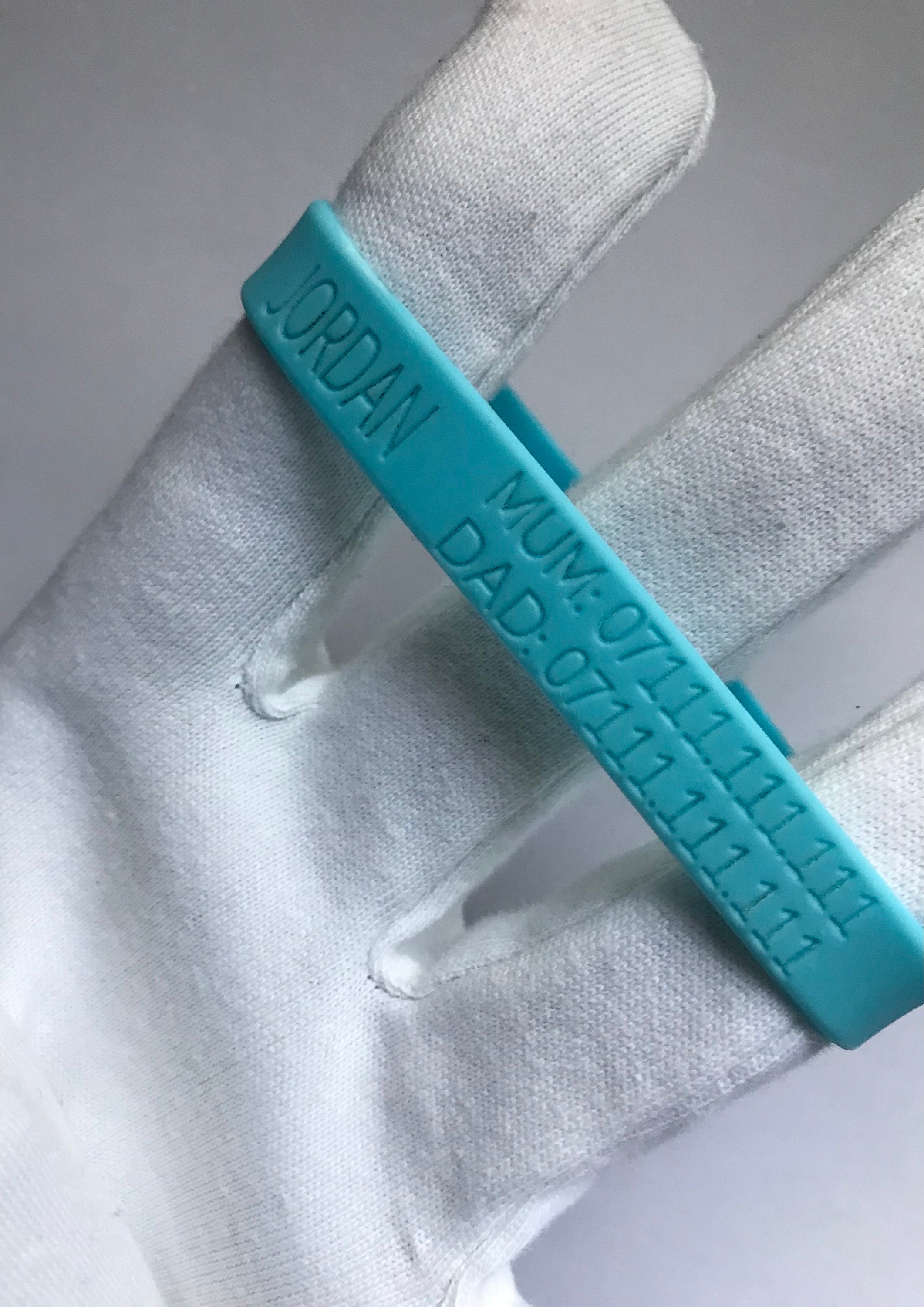 Children ID Child I.D Kid Identification Custom Toddler Personalised Silicone Wristbands Rubber ...