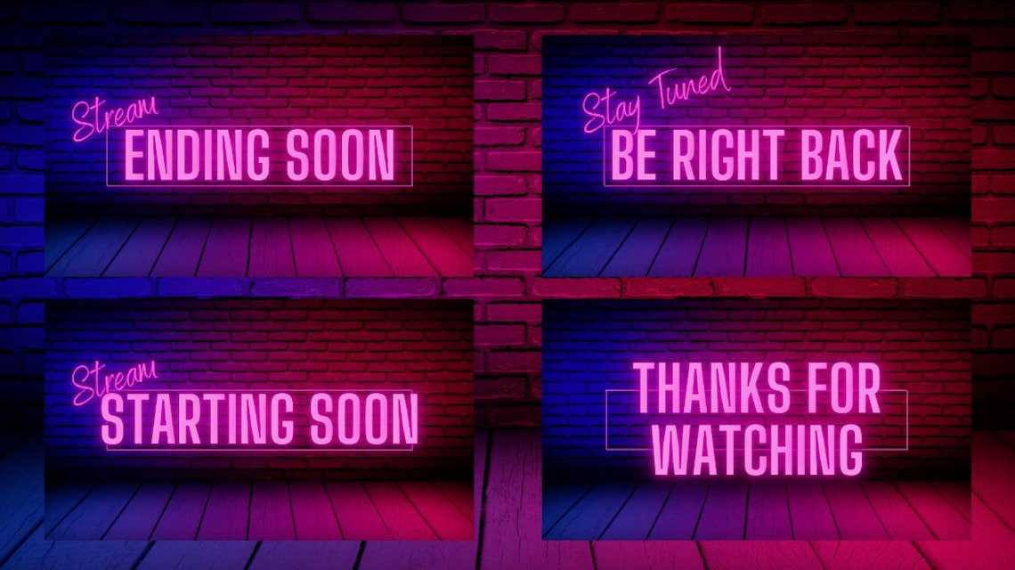 The Purple Blue Neon Animated Twitch Streaming Bundle Package Starting ...