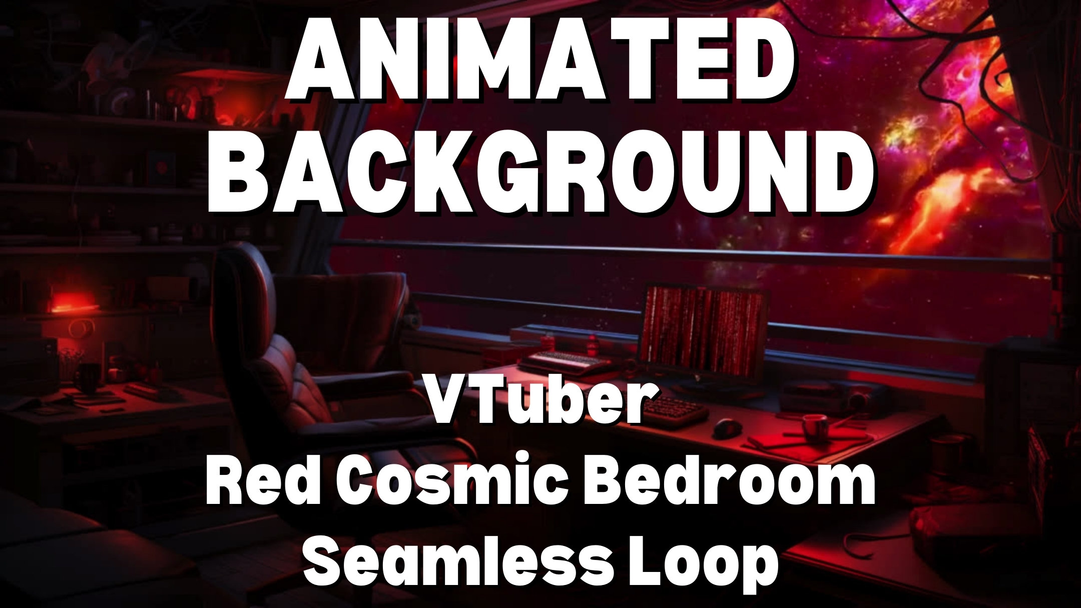 Vtuber Red Cosmic Bedroom Animation | Seamless Loop Lofi Background for ...