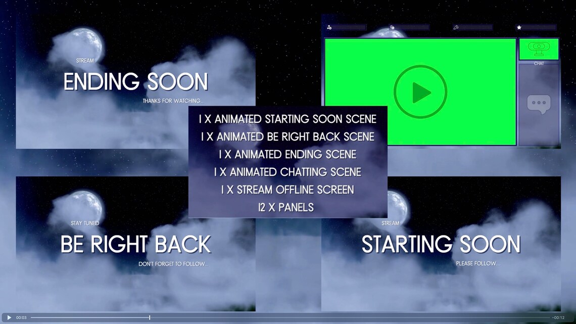 The Night Stream Twitch Bundle Gothic Gold Animated Twitch Streaming ...