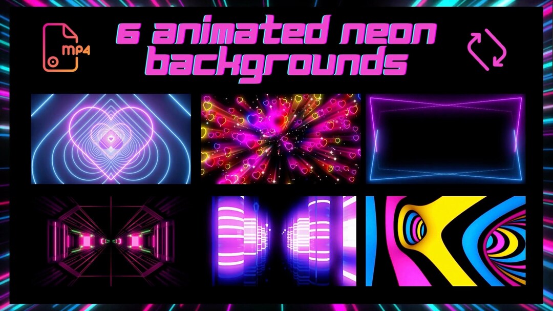 Animated Twitch Stream Decoration Looped Neon Backgrounds / Retro, Neon ...