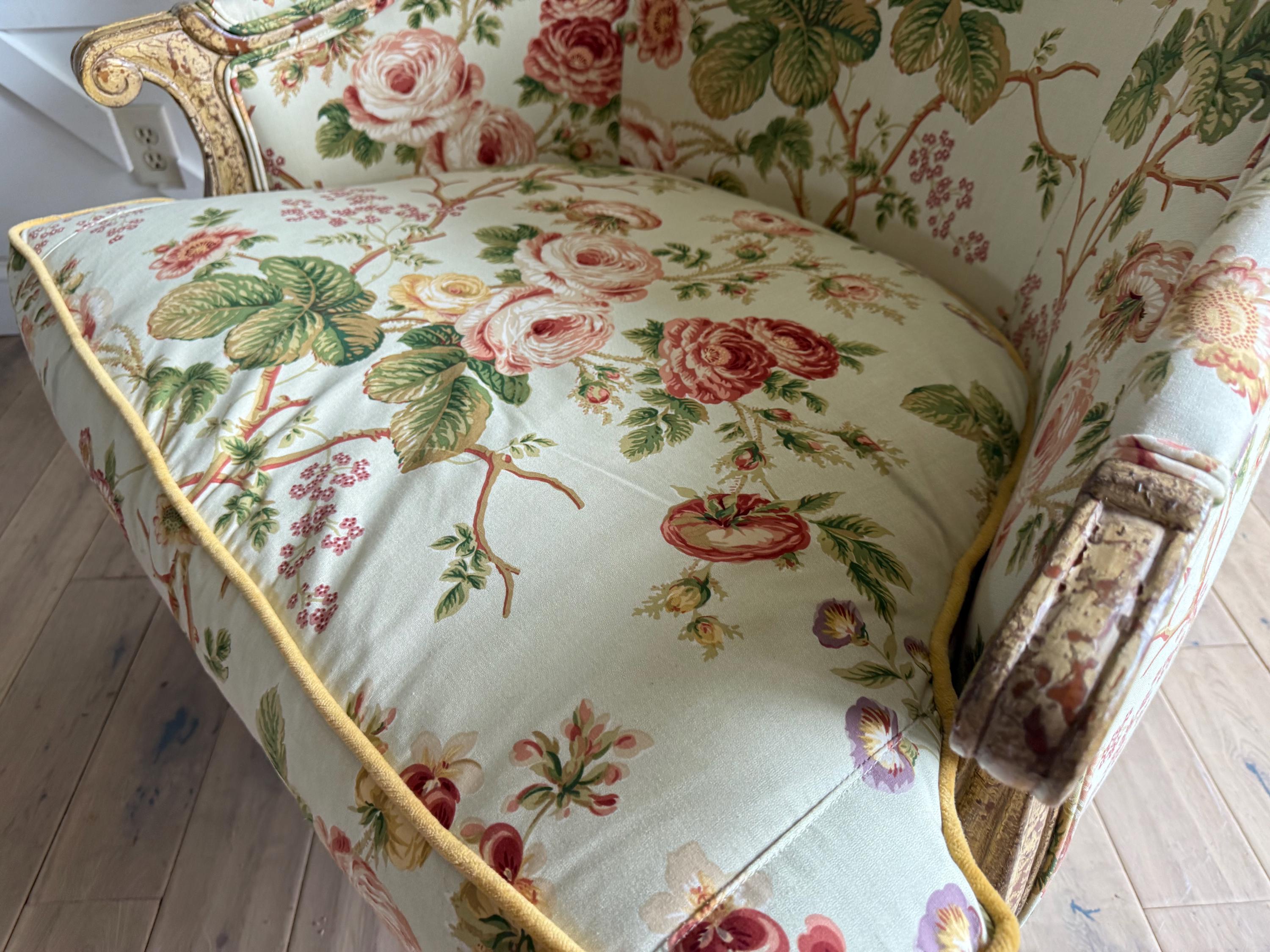 Louis XV Style Floral Chair – Vintage Upholstered Rose Armchair With ...