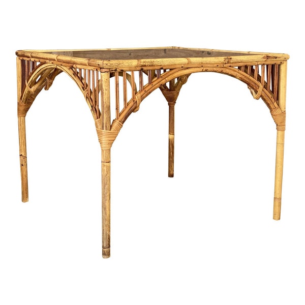 Vintage Rattan Card Table - Etsy