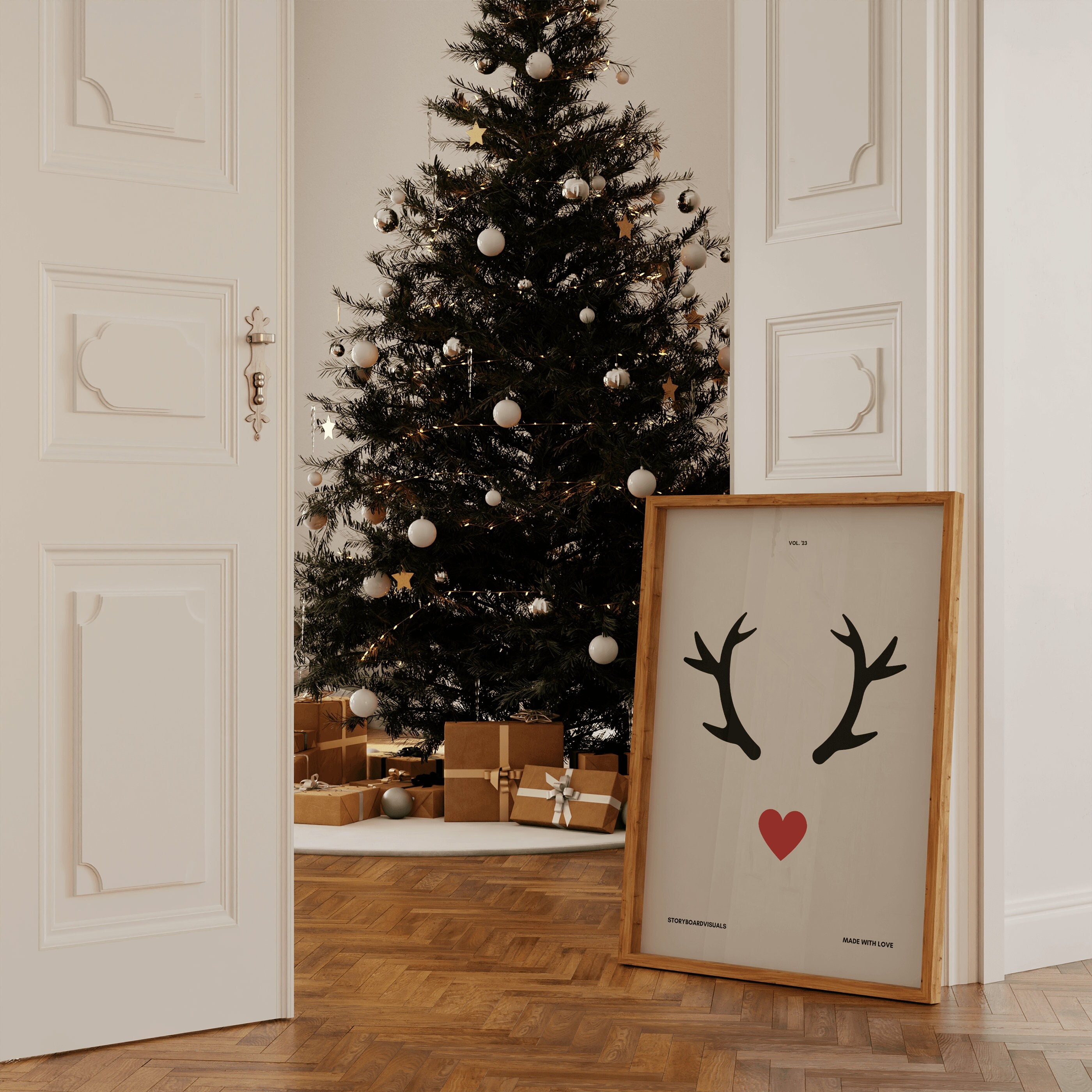 Rudolf Printable, Christmas Wall Art, Modern Holiday Decor, Christmas ...