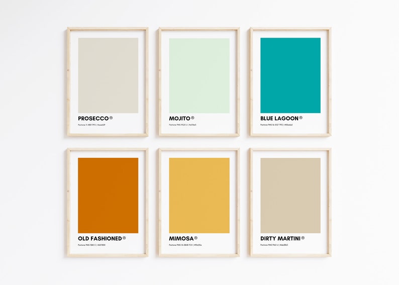 Pantone COCKTAIL Collection Wall Art Printable Bundle, Set of 6 Prints ...