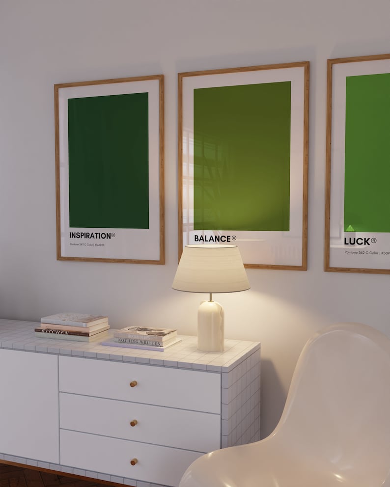 Pantone GREEN Wall Art Printable Bundle, Set of 6 Prints Green, Pantone ...
