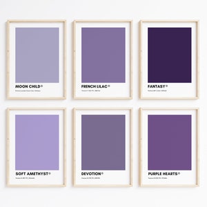 Pantone PURPLE Wall Art Printable Bundle, Set of 6 Prints Purple ...