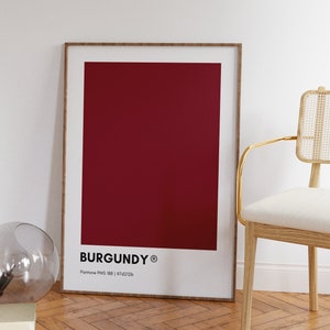 Burgundy Pantone, RED Pantone Print Poster, Red Pantone Wall Art ...