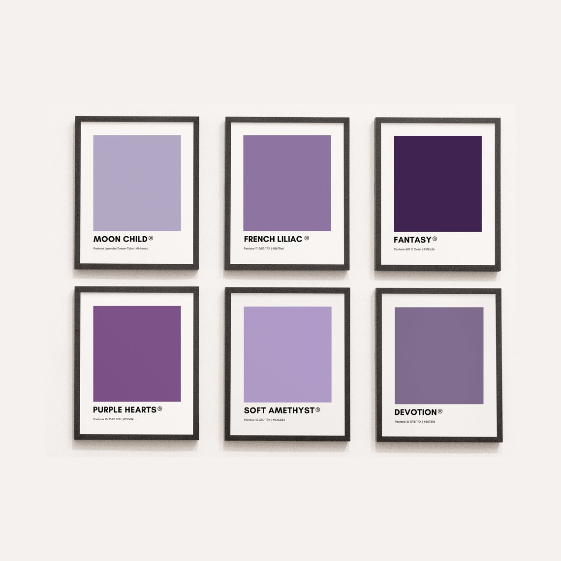 Pantone PURPLE Wall Art Printable Bundle Set of 6 Prints - Etsy