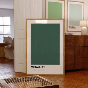 Mermaid Green Pantone, GREEN Pantone Print Poster, Green Pantone Wall ...