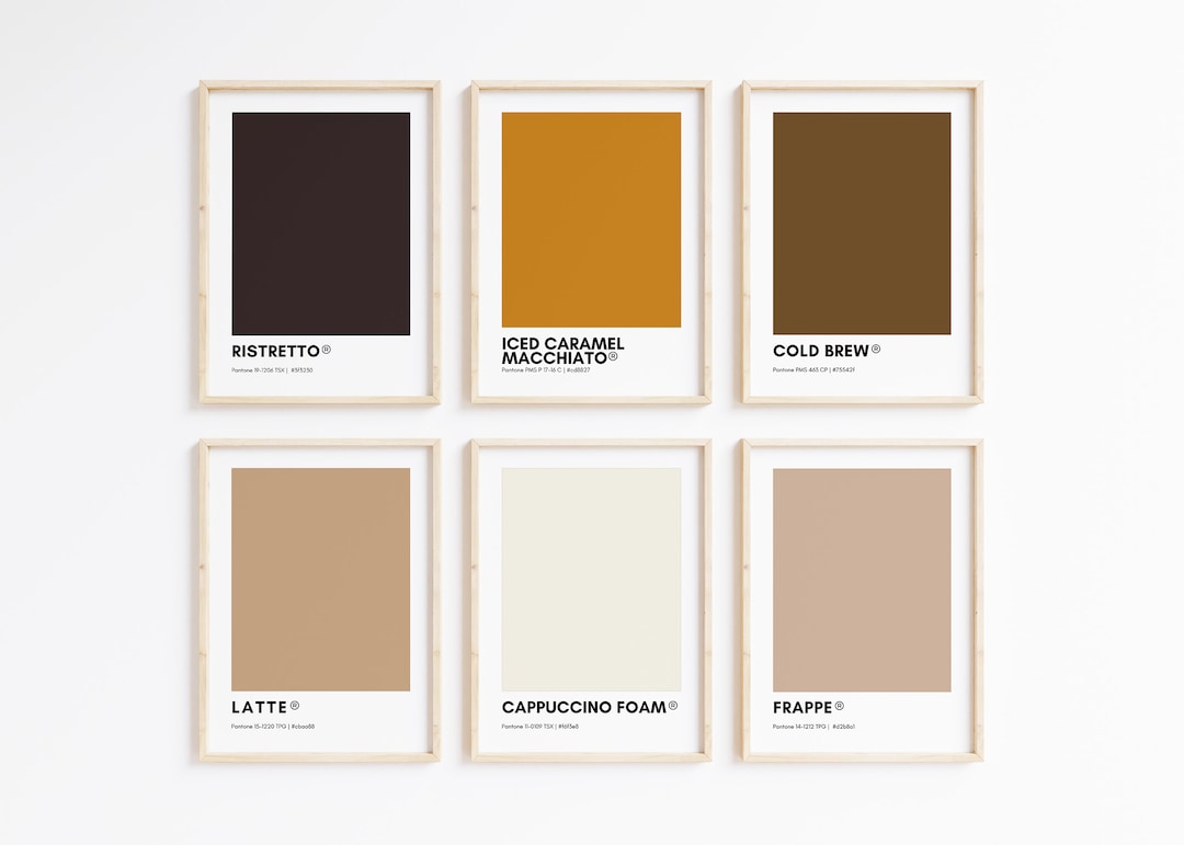 Pantone COFFEE Collection Wall Art Printable Bundle, Set of 6 Prints ...