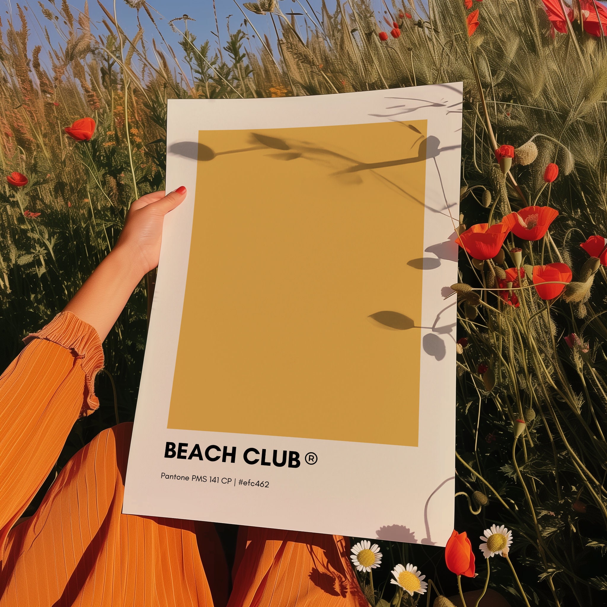 Beach Club Pantone, YELLOW Pantone Print Poster, Yellow Pantone Wall ...