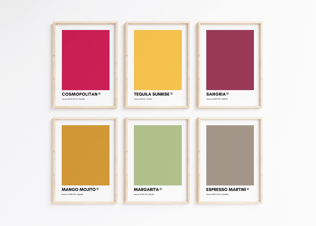 Pantone COCKTAIL Collection Wall Art Printable Bundle Set of 6 Prints ...