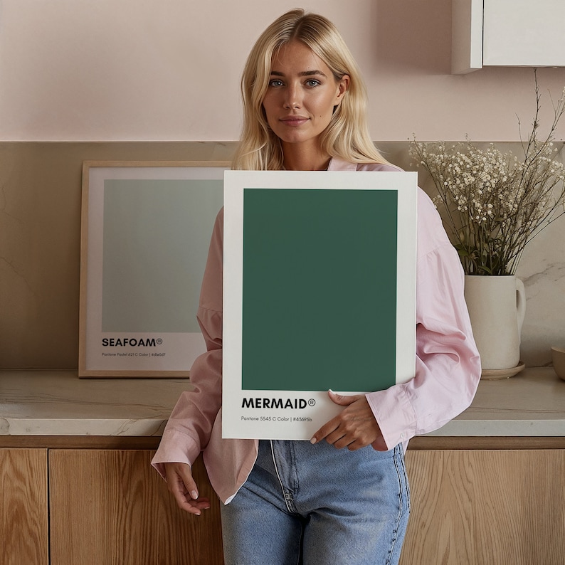 Mermaid Green Pantone, GREEN Pantone Print Poster, Green Pantone Wall ...
