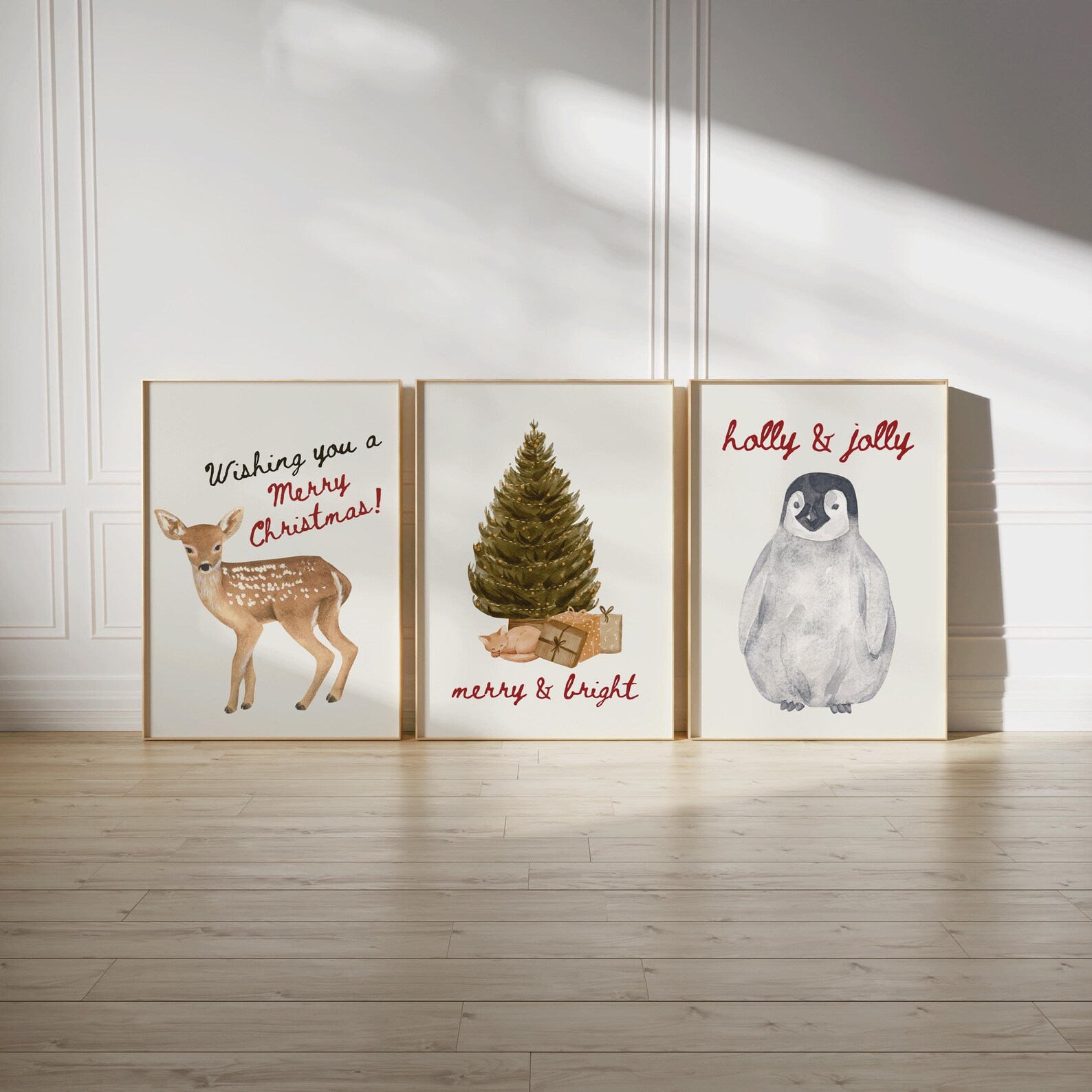 Set of 3 Watercolor Christmas Printable, Christmas Wall Art, Modern ...