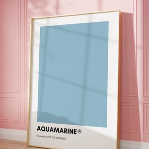 Aquamarine Blue Pantone, BLUE Pantone Print Poster, Blue Pantone Wall ...