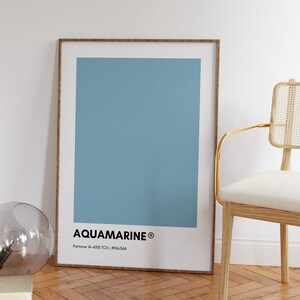 Aquamarine Blue Pantone, BLUE Pantone Print Poster, Blue Pantone Wall ...