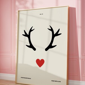 Rudolf Printable, Christmas Wall Art, Modern Holiday Decor, Christmas ...