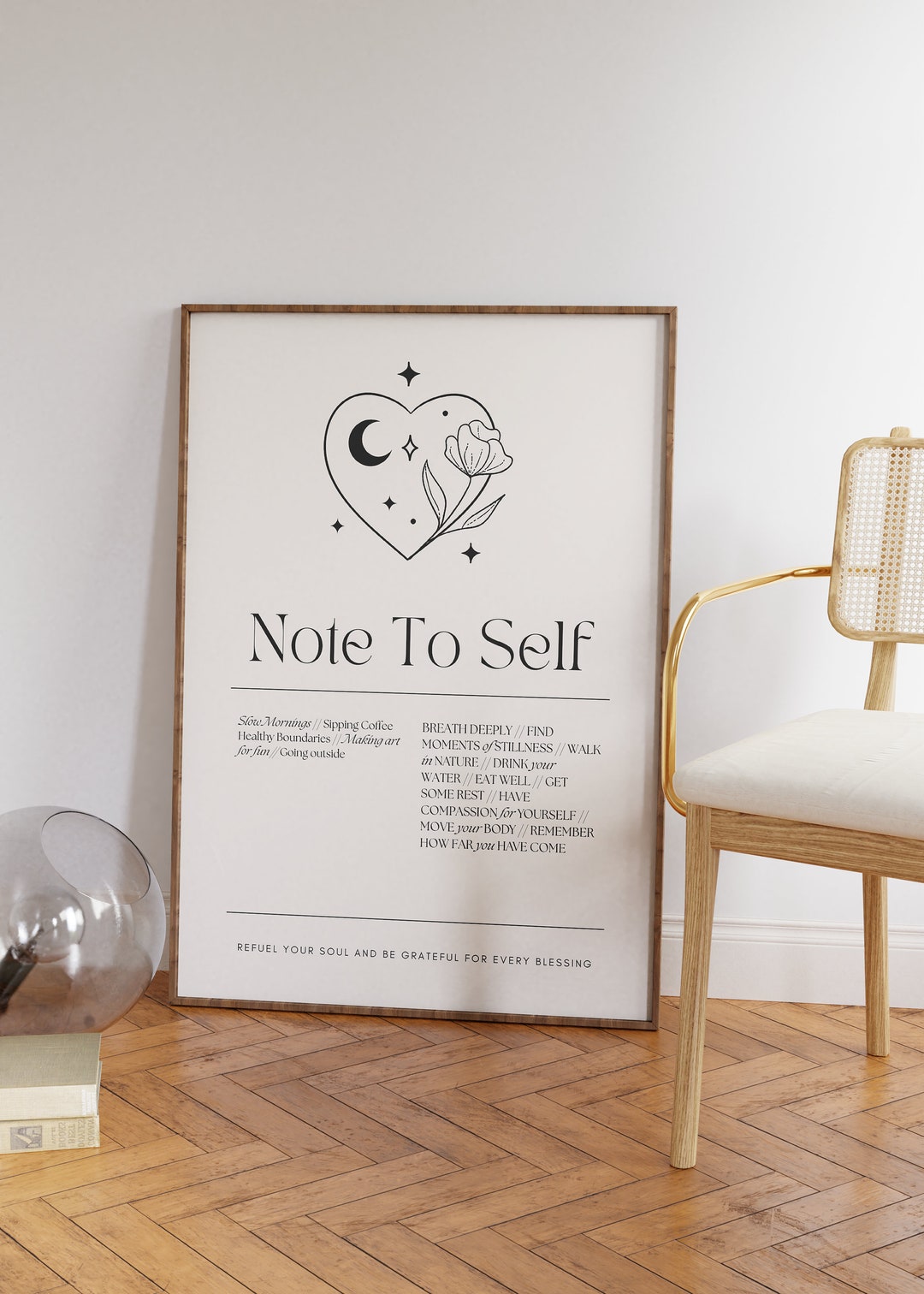 NOTE TO SELF Poster, Self Love Poster Print, Manifest Wall Art, Daily ...
