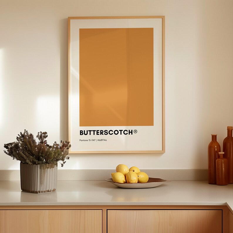 Butterscotch Pantone, ORANGE Pantone Print Poster, Orange Pantone Wall ...