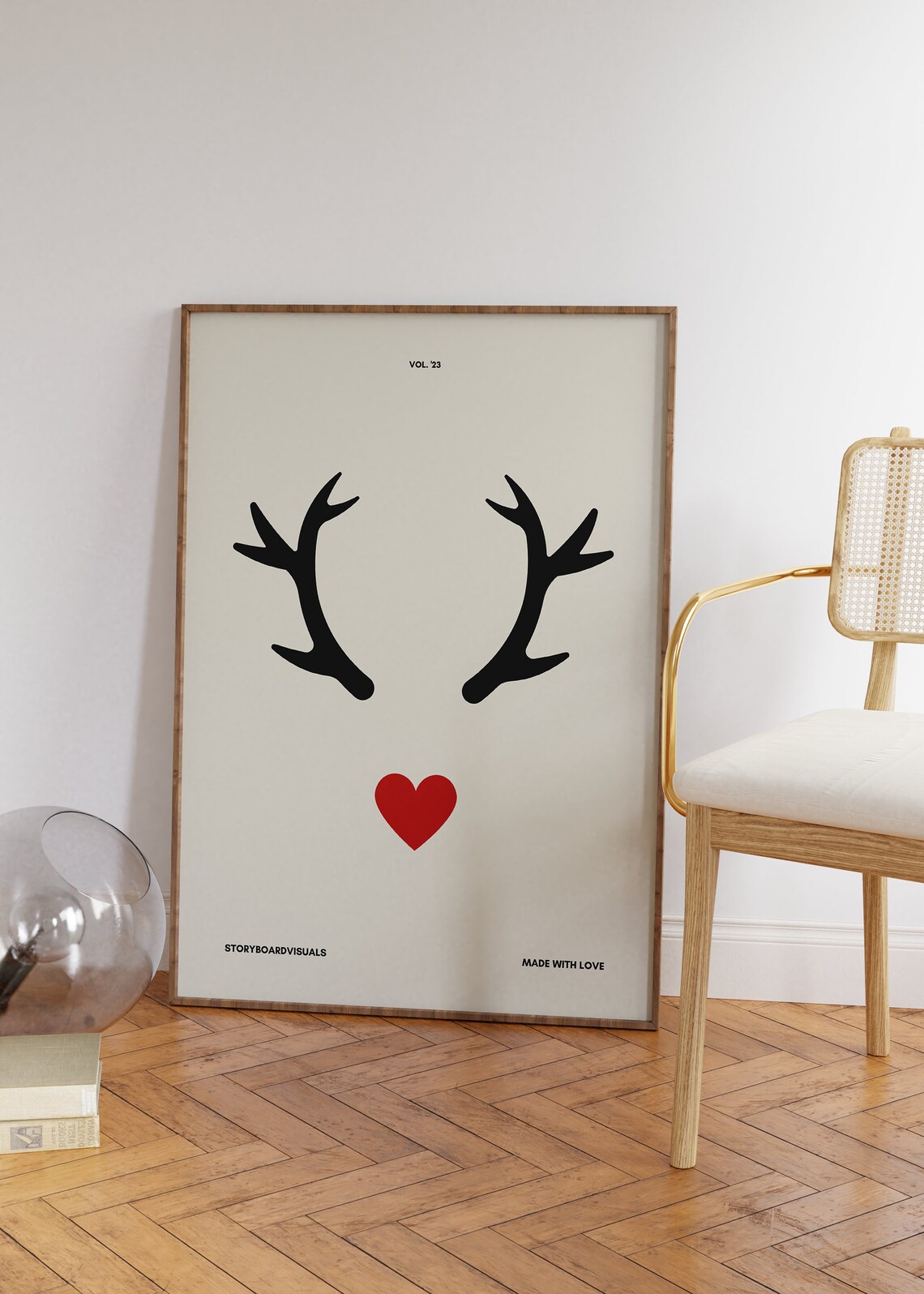 Rudolf Printable, Christmas Wall Art, Modern Holiday Decor, Christmas ...