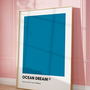 Ocean Dream Blue Pantone, BLUE Pantone Print Poster, Blue Wall Art ...