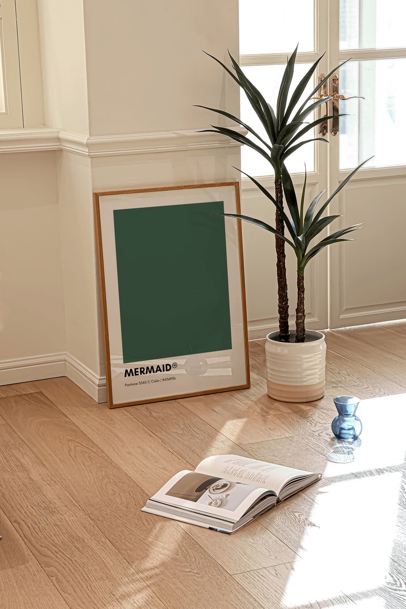Mermaid Green Pantone, GREEN Pantone Print Poster, Green Pantone Wall ...