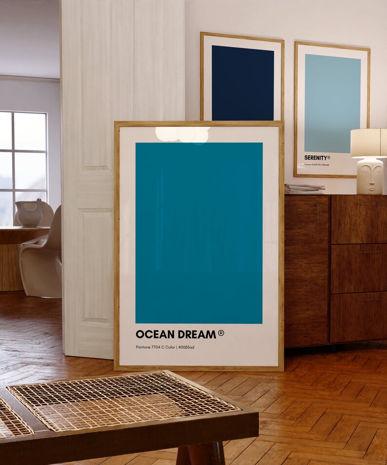 Ocean Dream Blue Pantone, BLUE Pantone Print Poster, Blue Wall Art ...